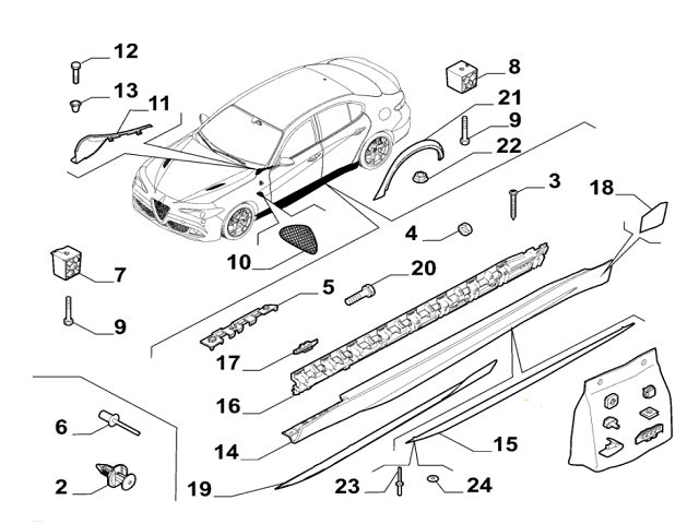 Sill Moudling Clip Alfa Romeo Giulia 2017-on 6000626239 – AE CAR