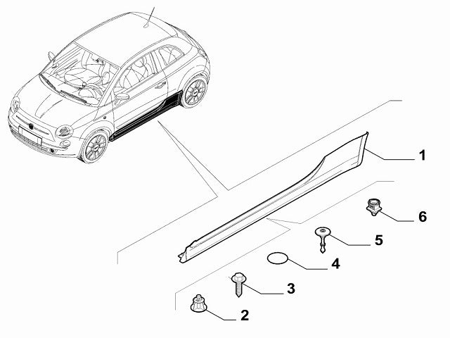 Clip Sill Moulding Abarth 500 595 695 2012 on 51934464 – AE CAR